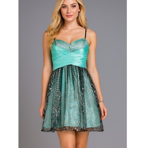 Adrianna Papell | Dresses | Hailey Logan By Adrianna Papell Mint Green Short Layered Party Dress ...